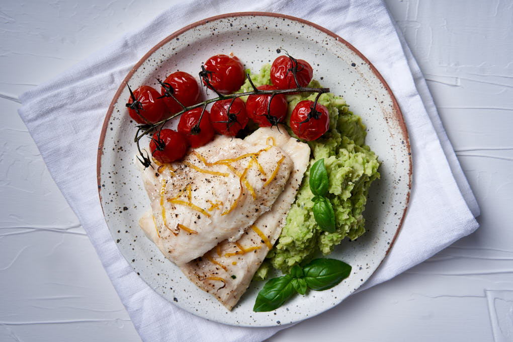 Lemon Cod and Basil Bean Mash recipe | HotCooking