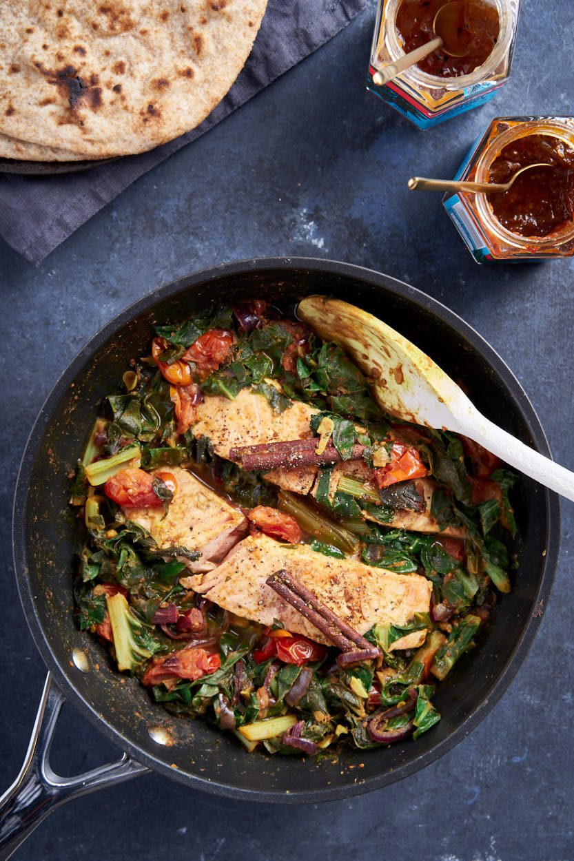 Salmon and Chard Curry recipe | HotCooking